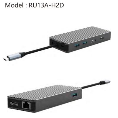 China 9 in 1 Gigabit Ethernet USB C hub adapter with 4K HDMI DP port for Macbook laptop for sale