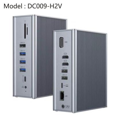 China Gigabit Ethernet Hdmi Usb C Docking Station Dual Video Audio Port SD Card Reader for sale