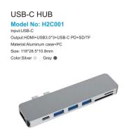 China USB Type C LAN Adapter 6-in-2 USB C Hub with 3 USB 3.0 Ports and RJ45 Gigabit LAN Interface for sale