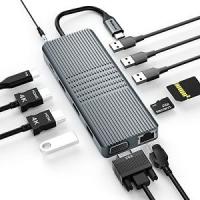 China 11 IN 2 USB C Hub PD 3.0 HDMI Display Link Technology Surface Pro 7 Hub Docking Station for sale