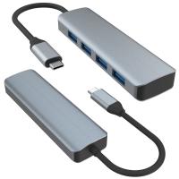 China Usb C To 4 Port Usb 3.0 Hub Expansion Dock USB Type-C To 4 USB 3.0 HUB Aluminum Alloy 5G Transmission for sale