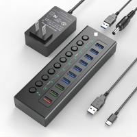 China Multi-Port Hub Usb C 3.0 Docking Station Laptop Splitter One Smart Charging Port Individual On/Off Switches for sale