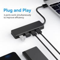 China Laptop Usb A Hub Type C Compatibility Black Gray Hub 5Gbps Data Transfer Long Cable Length Power Supply for sale