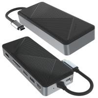 China USB C Displaylink Docking Station with 10Gbps USB 3.2 Gen2 M.2 NVMe/SATA SSD Reader for sale
