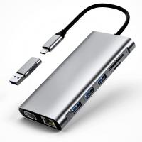 China 12 In 1 Dual Hdmi Usb C Hub USB C Docking Station Adapter VGA Ethernet 100W PD for sale