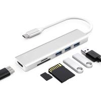 China 6 Port Usb-C Hub Splitter Usb-C Expander Portable Usb Adapter Multiport Data Hub for sale
