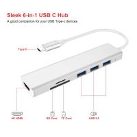 China 6 Port Usb-C Hub Splitter Usb-C Expander Portable Usb Adapter Multiport Data Hub for sale
