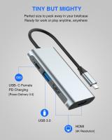 China 4 In 1 Usb C Adapter Dual Hdmi To USB3.0 Thunder Ports for sale