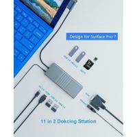 China 8 In 1 Usb Hub Rj45 Docking Station Dual Type C To RJ45 Port/USB3.0/PD/H-D-M-I/Card for sale