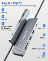 China Usb-C Hub Docking Station Hdmi Dual Monitor Adapter For  Laptop Docking Station for sale