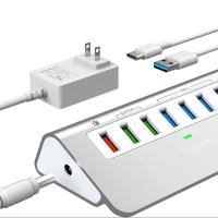 China USB Type-C to Ethernet Adapter with 14 USB Ports 1000 Mbit/s Gigabit RJ45 LAN Hub for sale