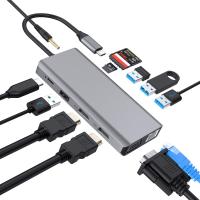 China Usb C 11 In 1 Multiport Dock Type C  Triple Usb 3.0 TF Card Type-C Usb-C Laptop for sale