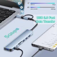China 8-In-1 USB 3.0 Hub 3*USB 2.0 3.5mm Audio SD/TF Card Reader Output for Data Transfer and Charging for sale