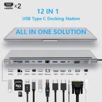 China Enhanced Connectivity 12 In 1 USB C Type-C Hub Multiport Dock Station With Dual HDMI for sale