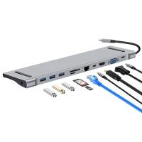 China 11 In 1 USB C Type C Docking Station with VGA Ethernet 3.5MM Audio TF/SD Card Reader for sale