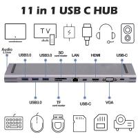 China 11 In 1 USB C Type C Docking Station with VGA Ethernet 3.5MM Audio TF/SD Card Reader for sale