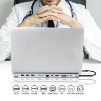 China 11 In 1 USB C Type C Docking Station with VGA Ethernet 3.5MM Audio TF/SD Card Reader for sale