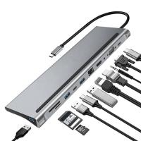 China 11 In 1 Multiport USB C USB-C Type-C PD 4K HDTV Hub Adapter Docking Station With RJ45 for sale