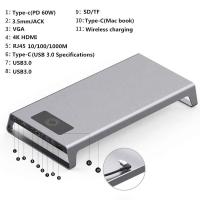 China TYPE-C Male 11 In 1 Hub Computer Laptop Docking Station Adapter with 1000Mbps RJ45 and USB-C PD for sale