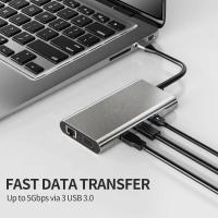China USB C Hub Type-C To USB 3.0 HDMI VGA RJ45 Lan SD TF Audio USB Grey Multiport Adapter for sale