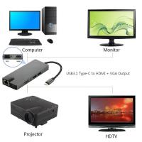 China 8-In-1 USB C Hub Type-C Type C 3.1 To 4K HDMI HDTV RJ45 Lan Ethernet PD USB3.0 Adapter Hub for sale