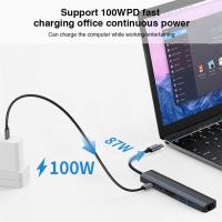 China Gray 7 In 1 USB C Type C Hub with 1000M RJ45 Gigabit Ethernet 4K HDMI PD 100W Adapter for sale