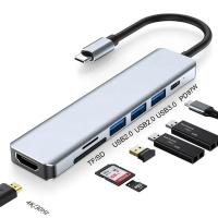 China Type C Type-C Hub Multi Function Adapter for Charging Data Transfer and Video Output for sale