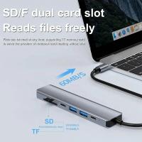 China Gray 7 In 1 USB C To HDMI Adapter Hub Dock with 4K HD HDMI PD SD TF SD/TF Card Reader for sale