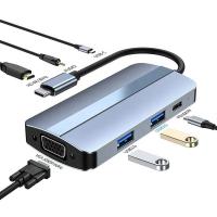 China 11 In 1 USB-C Hub Type-C To HDMI USB3.0 USB2.0 SD TF Adapter Hub with Card Reader for sale