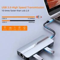 China 7 In 1 USB C USB-C Hub For Macbook Gray HDMI USB 3.0 USB2.0 RJ45 SD/TF Card Reader PD Output for sale