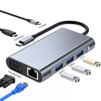 China 11 In 1 USB-C Hub Type-C To HDMI USB3.0 USB2.0 SD TF Adapter Hub with Card Reader for sale