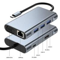 China 11 In 1 USB-C Hub Type-C To HDMI USB3.0 USB2.0 SD TF Adapter Hub with Card Reader for sale