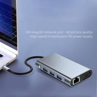 China 7-in-1 USB C Type C Docking Station with HDTV HDMI VGA USB RJ45 and Fast Data Transfer for sale