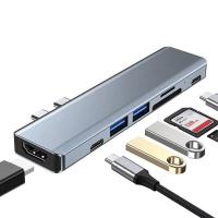 China USB C Type C 7-In-1 Multiport Dock Hub Adapter with HDMI USB 3.0 USB 2.0 SD/TF PD Output for sale