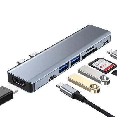 China USB C Type C 7-In-1 Multiport Dock Hub Adapter with HDMI USB 3.0 USB 2.0 SD/TF PD Output for sale
