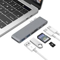 China Multiport Docking Station 6-In-1 Type-C Hub Adapter with SD/TF 2*USB3.0 2*USB-C Output for sale