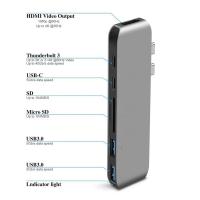 China Multiport Docking Station 6-In-1 Type-C Hub Adapter with SD/TF 2*USB3.0 2*USB-C Output for sale