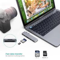 China Multiport Docking Station 6-In-1 Type-C Hub Adapter with SD/TF 2*USB3.0 2*USB-C Output for sale