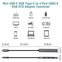 China Type C Interface 4 In 1 4 Ports Hub Type-C OTG To USB 3.0 2.0 Adapter Aluminium Alloy for sale