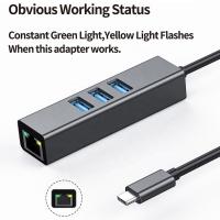China USB 3.1 Type C to 9 Ports USB3.0 Hub with Gigabit Ethernet RJ45 Lan Port Adapter Gray for sale