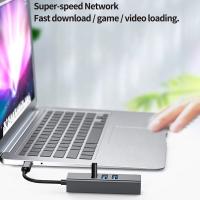 China USB 3.1 Type C to 9 Ports USB3.0 Hub with Gigabit Ethernet RJ45 Lan Port Adapter Gray for sale