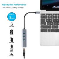 China USB 3.1 Interface Type C To 9 Ports USB A 3.0 Adapter With RJ45 Gigabit Ethernet Network Card Gray for sale