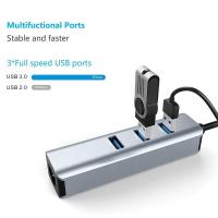 China USB 3.1 Interface Type C To 9 Ports USB A 3.0 Adapter With RJ45 Gigabit Ethernet Network Card Gray for sale