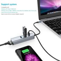 China USB 3.1 Interface Type C To 9 Ports USB A 3.0 Adapter With RJ45 Gigabit Ethernet Network Card Gray for sale
