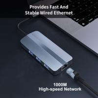 China 6 In 1 USB A Hub 4K HDMI USB3.0 RJ45 1000Mbps PD Charging Adapter for sale