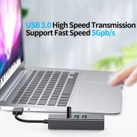 China Gray USB3.0 Hub And RJ45 Lan Adapter With 3 USB Ports Gigabit Ethernet Network Card for sale