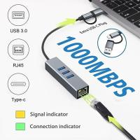 China USB Type-C to Ethernet Adapter with 14 USB Ports 1000 Mbit/s Gigabit RJ45 LAN Hub for sale