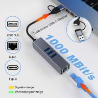 China USB Type C LAN Adapter 6-in-2 USB C Hub with 3 USB 3.0 Ports and RJ45 Gigabit LAN Interface for sale