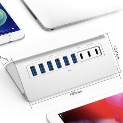 China 11 in 1 USB C Hub 6 USB 3.1 Ports and OEM/ODM Logo for Fast Data Transfer for sale