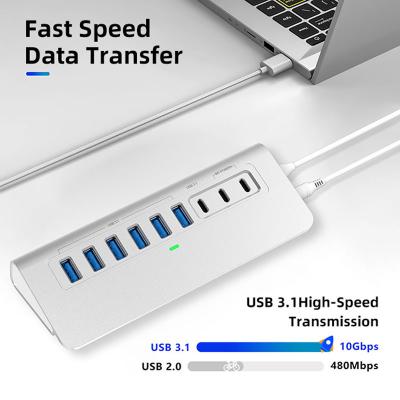 China Subosen YH6AC 9-in-1 USB C Hub with 10Gbps High-Speed USB 3.1 & 100W PD Charging, Aluminum Type-C Adapter for desktop and laptop for sale